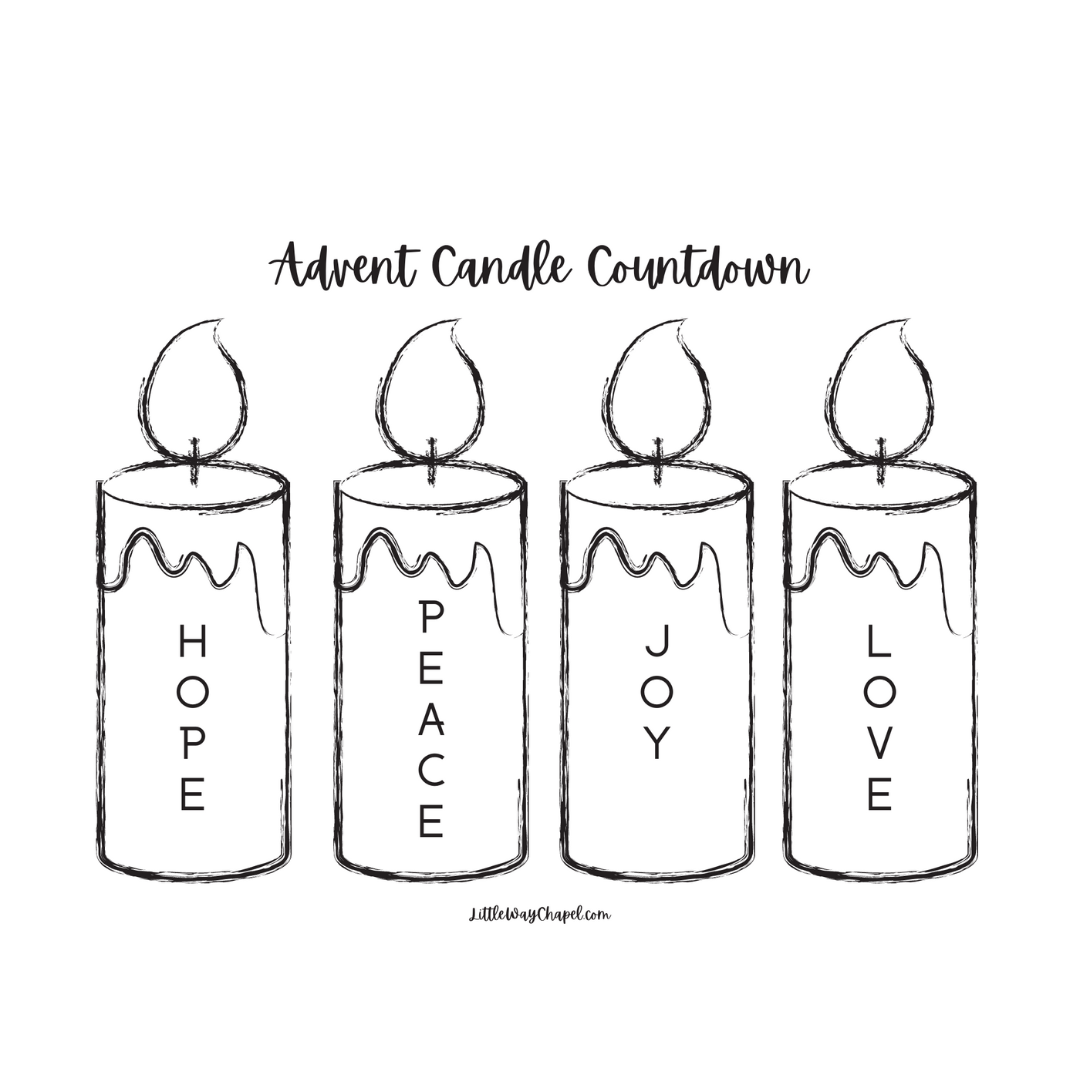 Advent Candle Countdown Coloring Page — Little Way Chapel