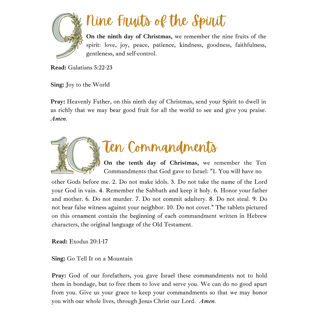 Twelve Days of Christmas Ornament and Devotional Guide — Little Way Chapel