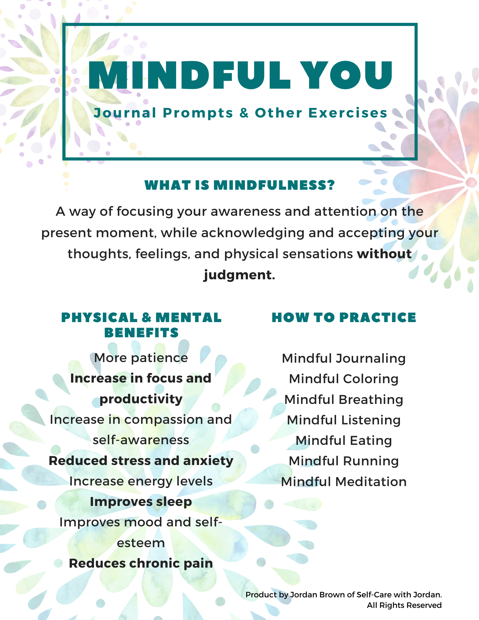 Mental Health & Self-Care Worksheets & Courses by Self-Care with Jordan