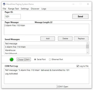 WaveWare TAP Paging Demo — WaveWare Technologies, Inc
