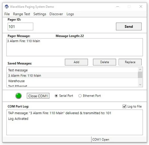 WaveWare TAP Paging Demo — WaveWare Technologies, Inc
