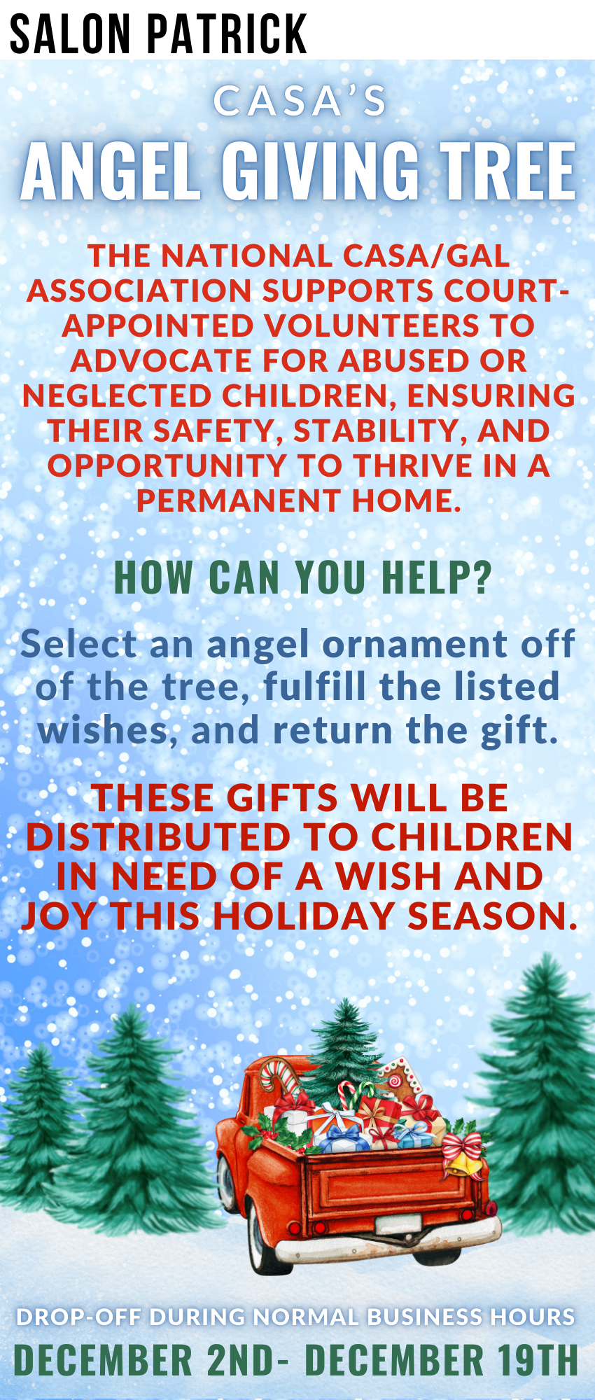 CASA Angel Giving Tree — Salon Patrick