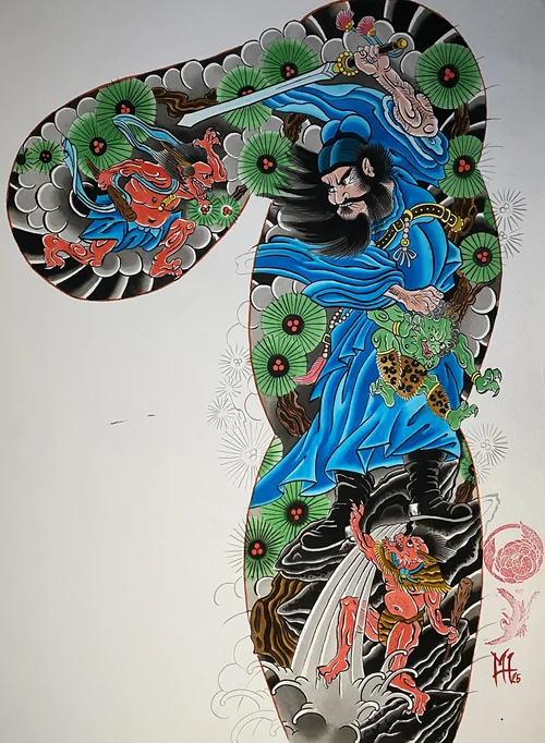 Japanese Shoki Tattoo — Red Crowned Tattoo