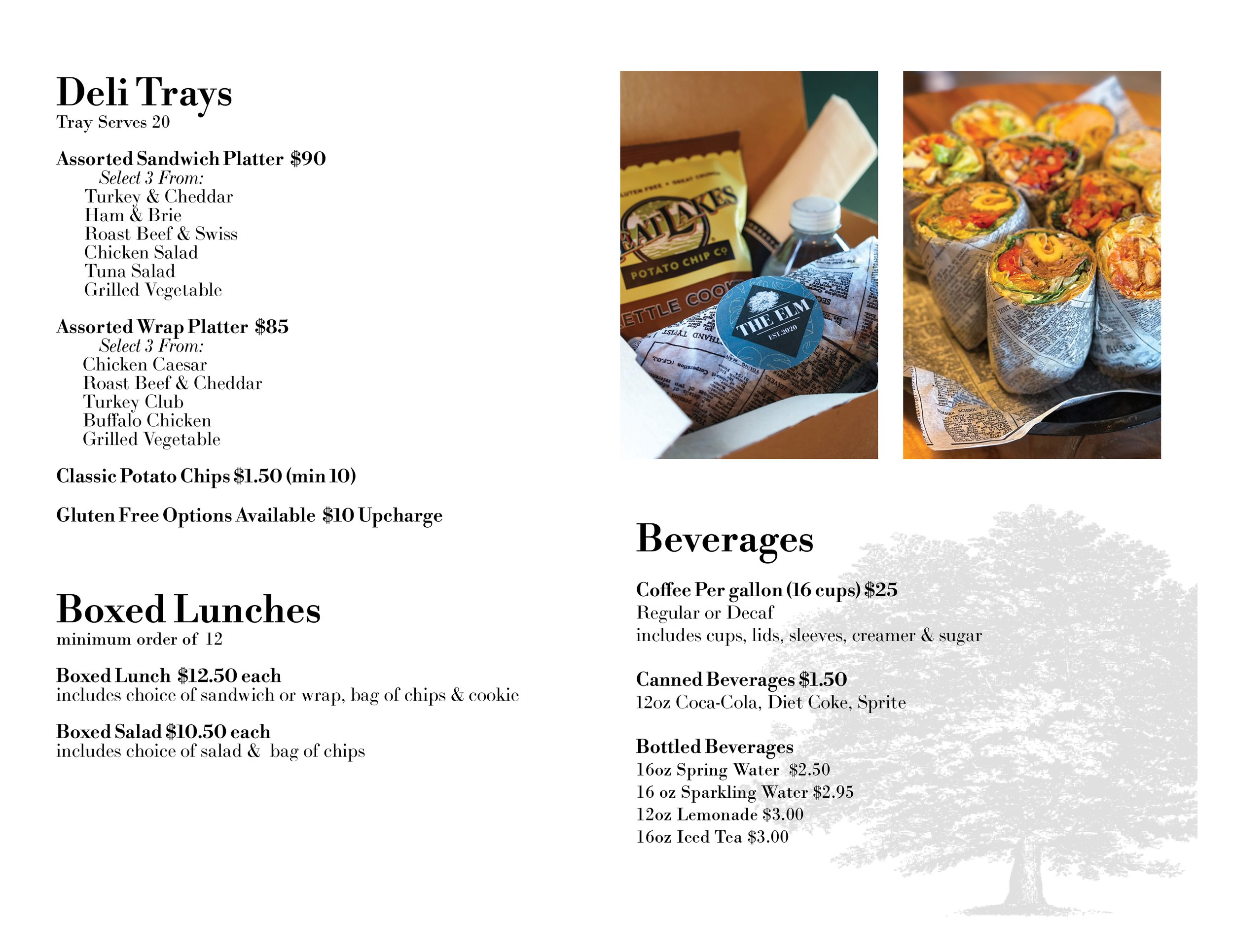Catering Menu — THE ELM