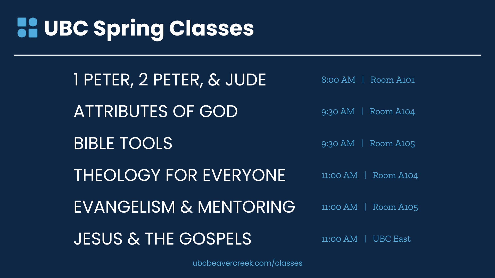 UBC Classes — University Baptist Church