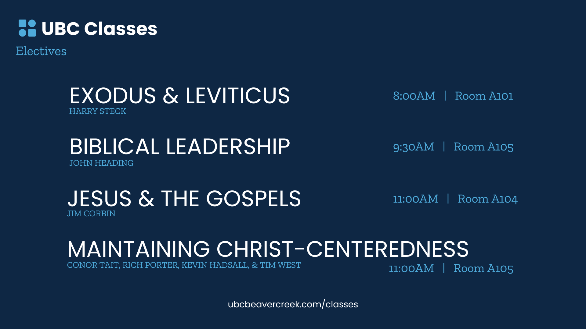 UBC Classes — University Baptist Church