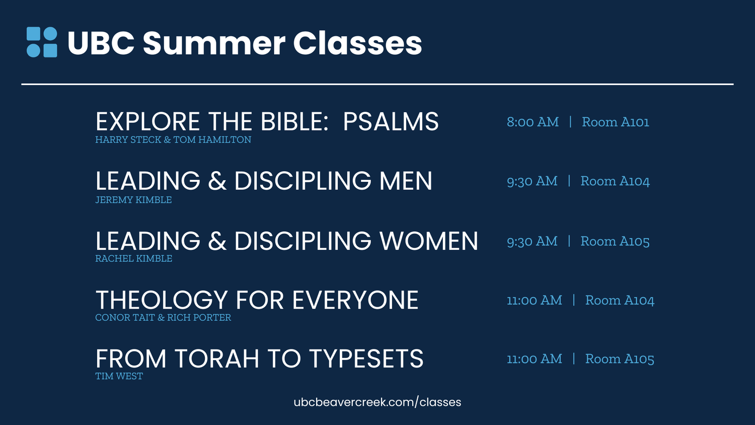 UBC Classes — University Baptist Church