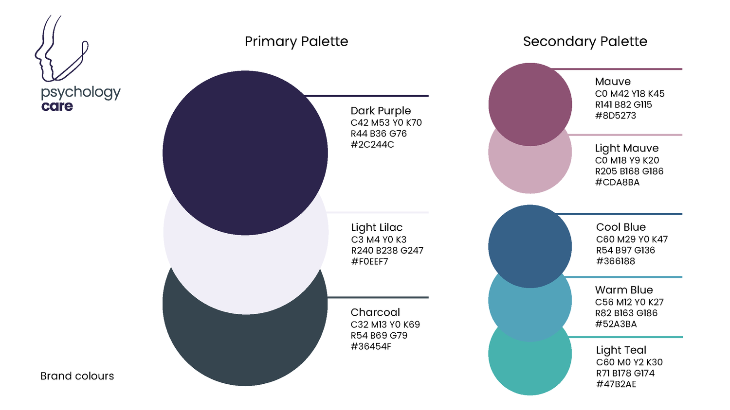A new logo and colour palette for PsychologyCare — Jai Luke