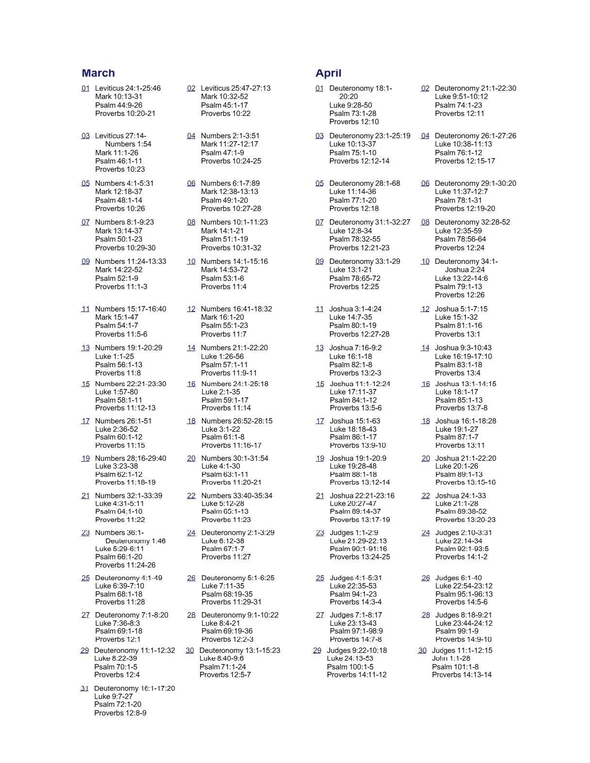 2025 Bible Reading Plan — Red Lane Baptist Church