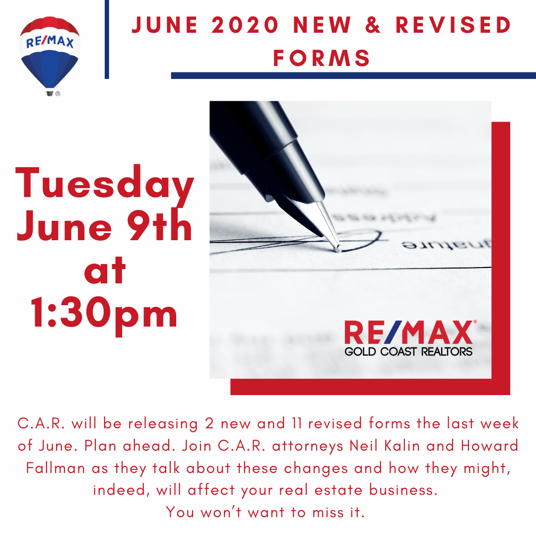 JUNE 2020 NEW & REVISED FORMS — RE/MAX Gold Coast