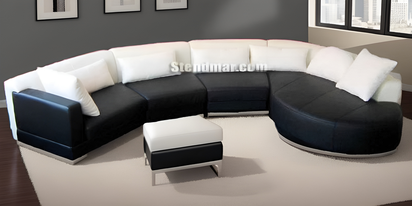 S1785 4PC. MODERN MODULAR CIRCULAR CURVED SECTIONAL LEATHER SOFA SET ...