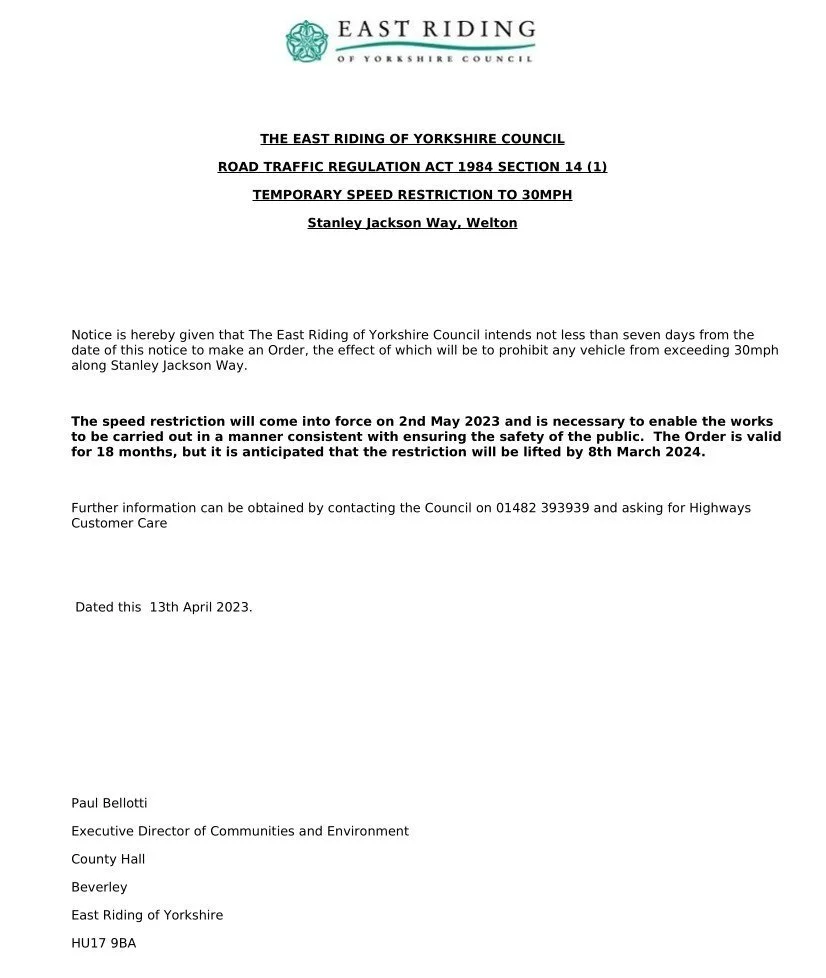 Traffic & Travel — Elloughton cum Brough Town Council