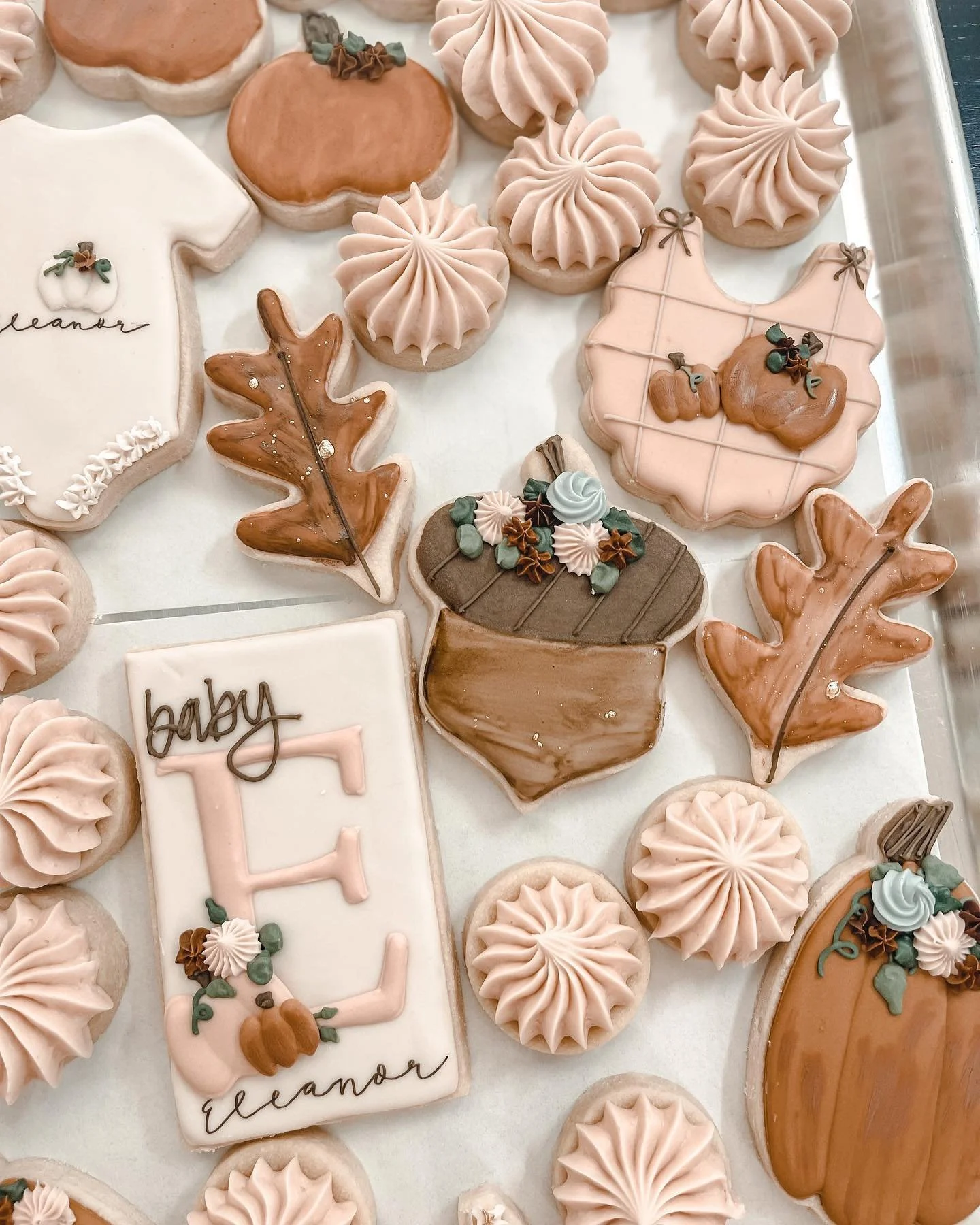 Baby Shower Custom Cookies | Fall Pumpkin Theme | MH Cookie Shoppe # ...