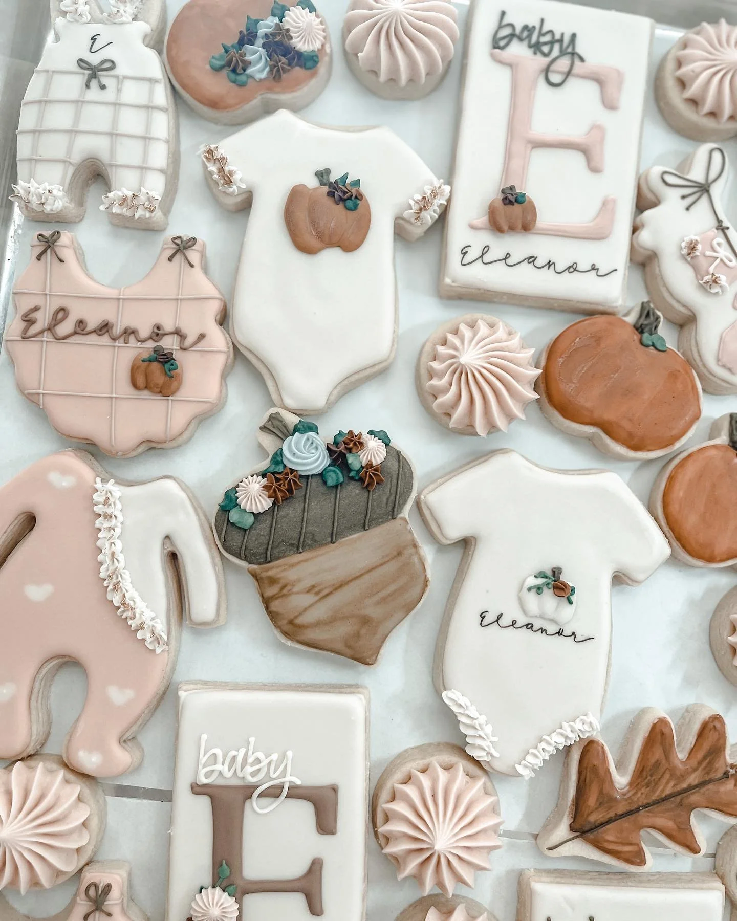 Baby Shower Custom Cookies | Fall Pumpkin Theme | MH Cookie Shoppe # ...