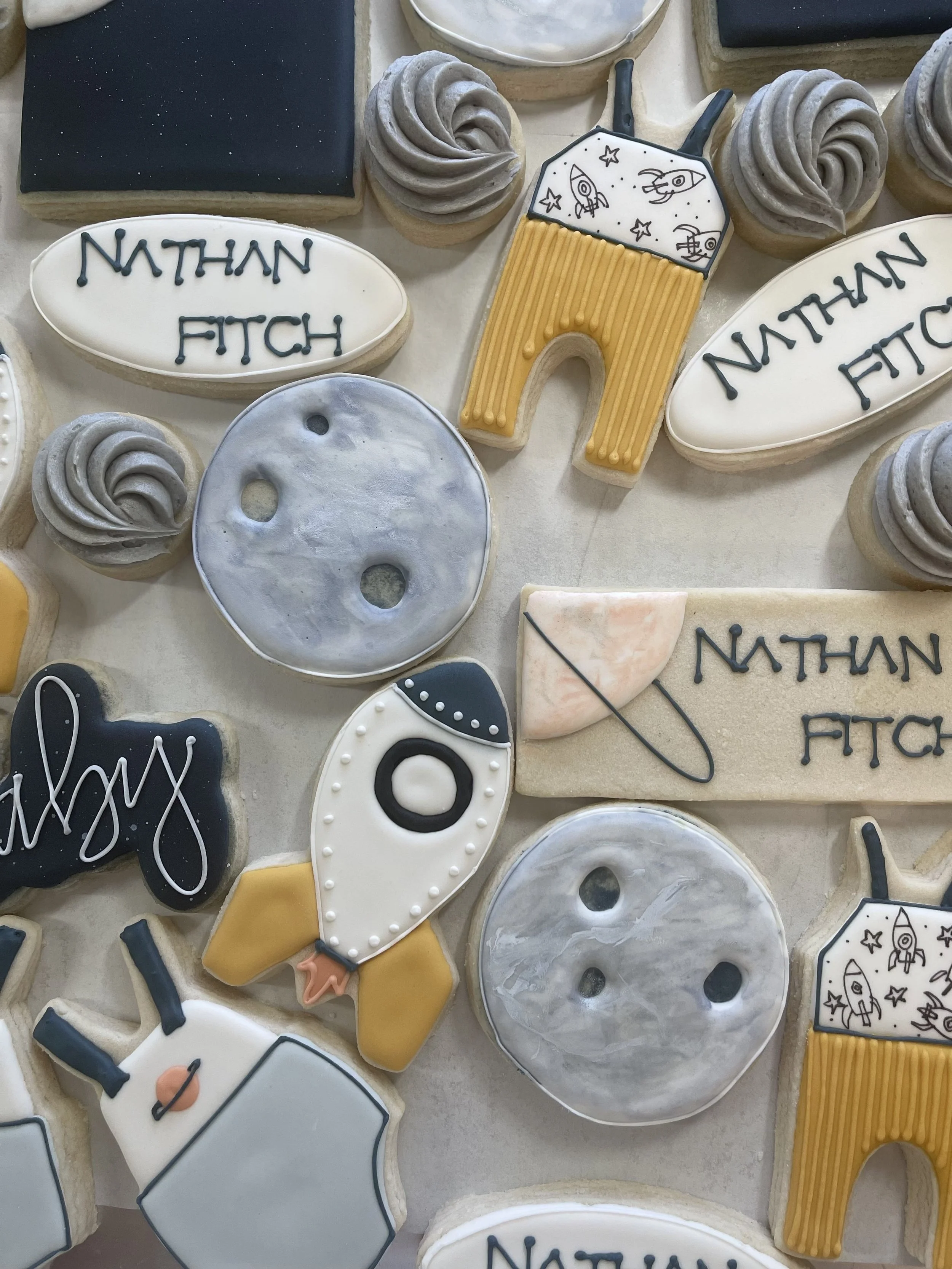 Baby Shower Custom Cookies | Over The Moon Space Design | MH Cookie ...