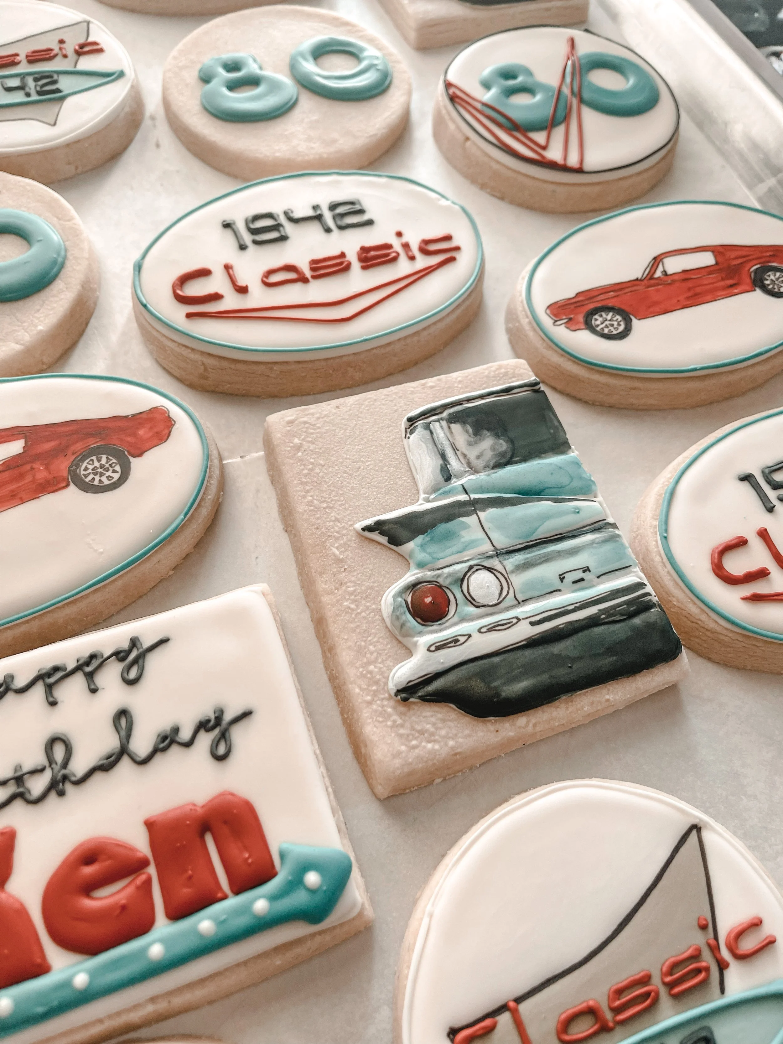 Birthday Custom Cookies | Classic Car Theme | MH Cookie Shoppe # ...