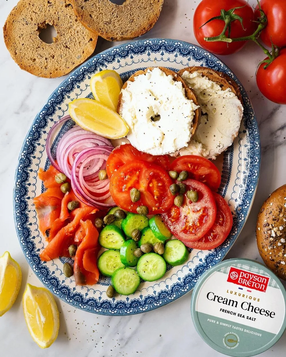 Ultimate bagel and cream cheese brunch platter — gemtakesfoodpics