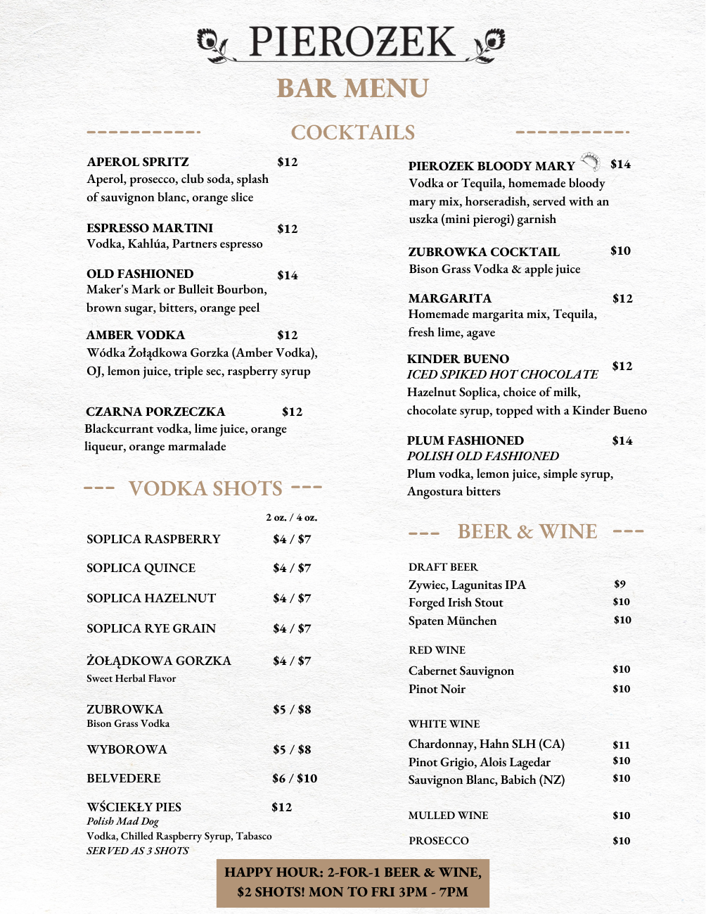 Menu — Pierozek Brooklyn