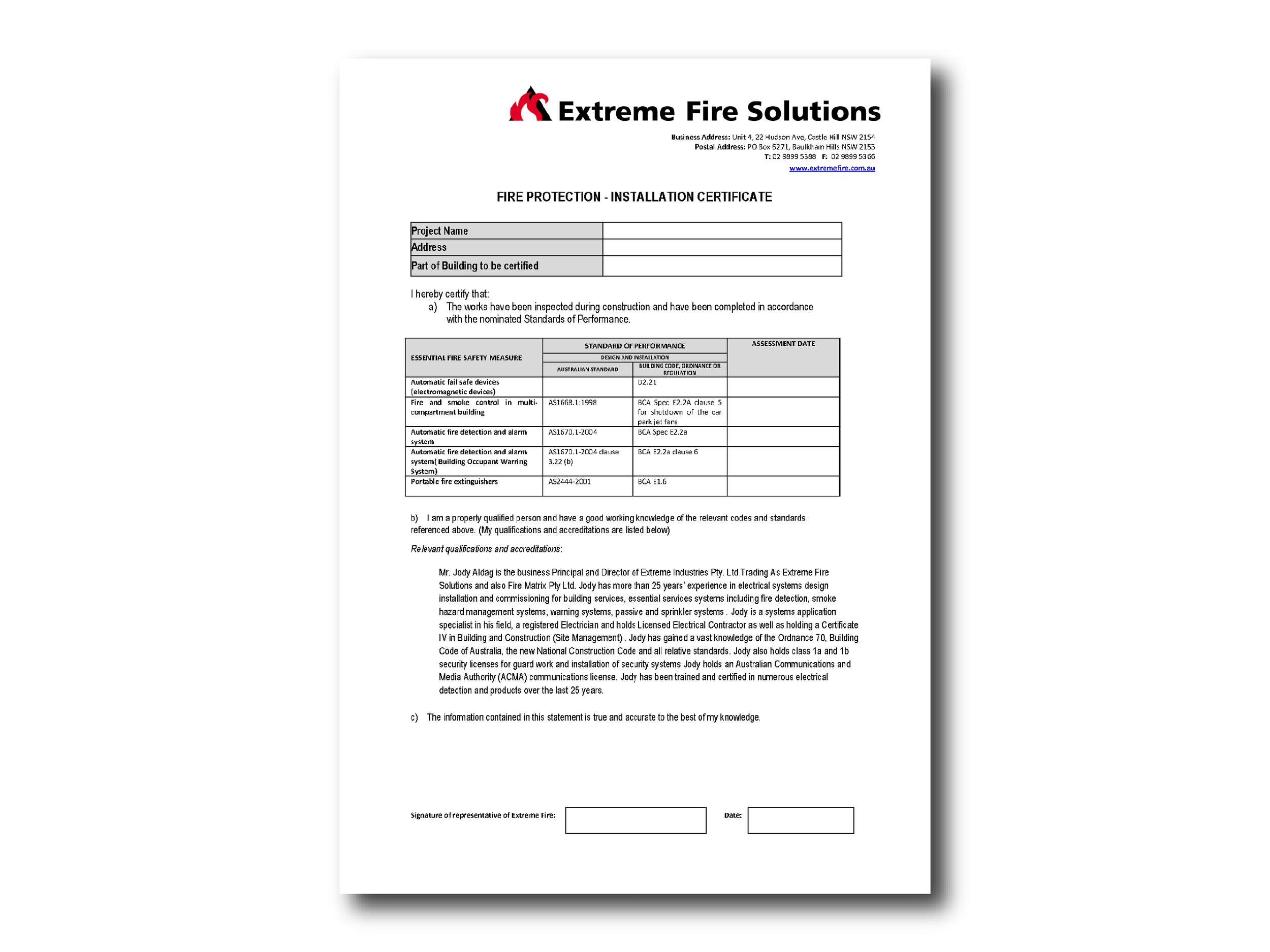 Fire Safety Certifications — Extreme Fire Solutions