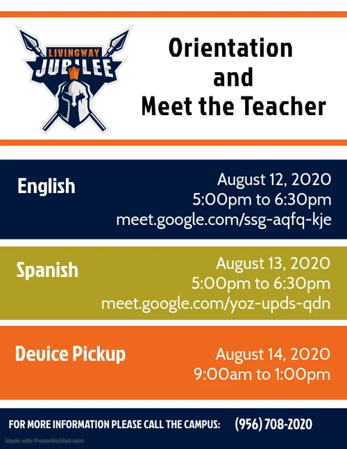 Livingway Orientation & Meet the Teacher (ENGLISH) — Jubilee Academies