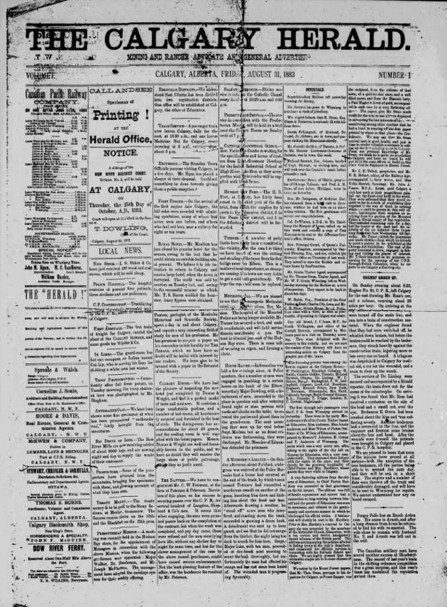 A History of Early Calgary Newspapers — Heritage Calgary