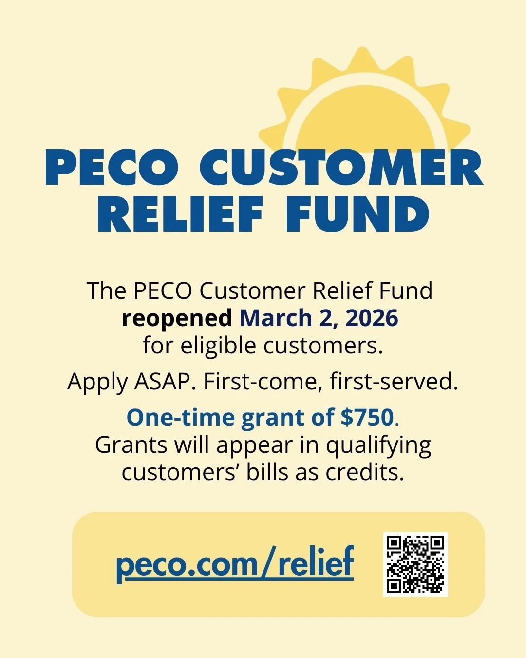 PECO Customer Relief Fund update: The fund is currently CLOSED and no ...