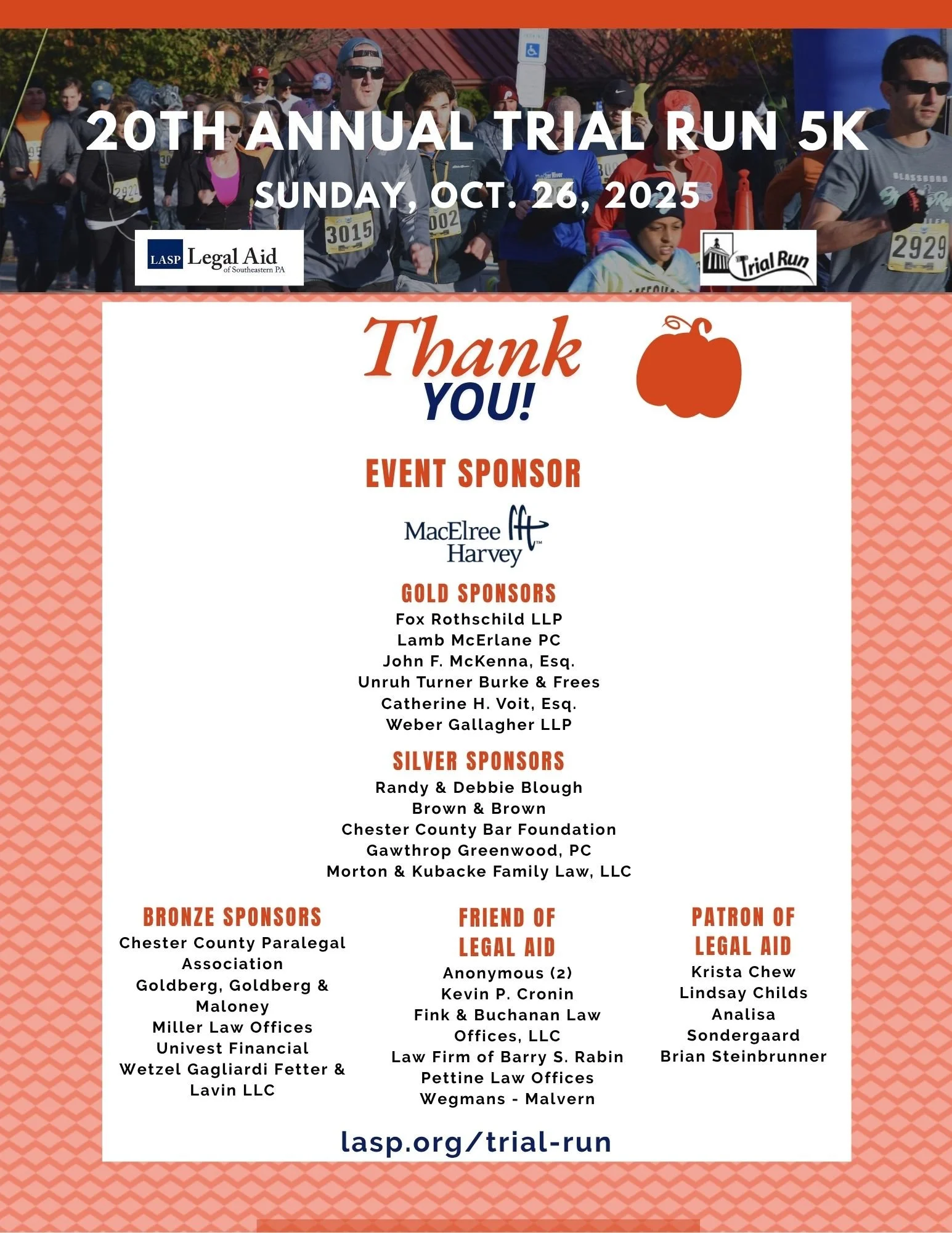 Trial Run 5K - Oct. 25, 2026 — Legal Aid of Southeastern Pennsylvania