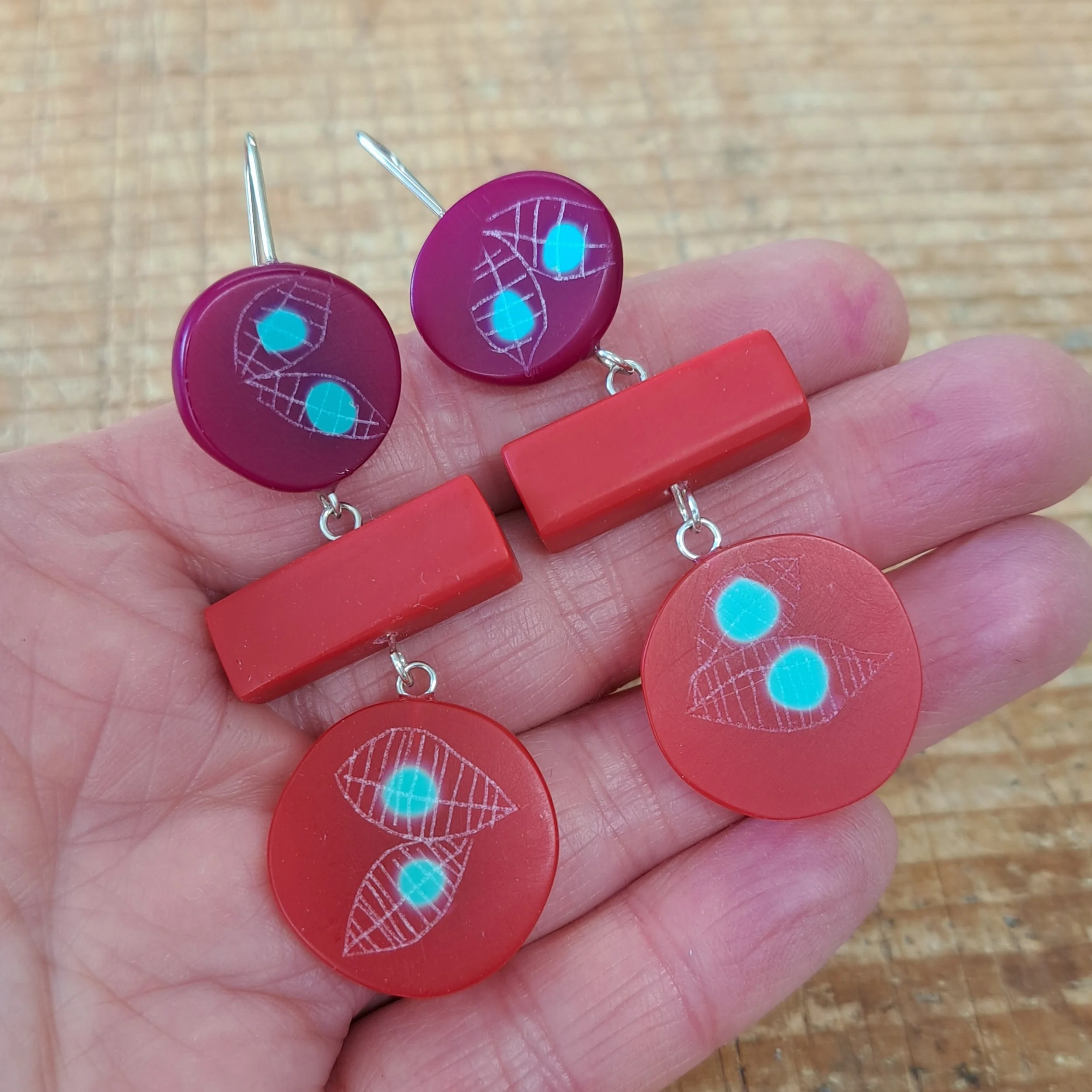 Colourful resin earrings from the Garden Collection Handmade Scotland ...
