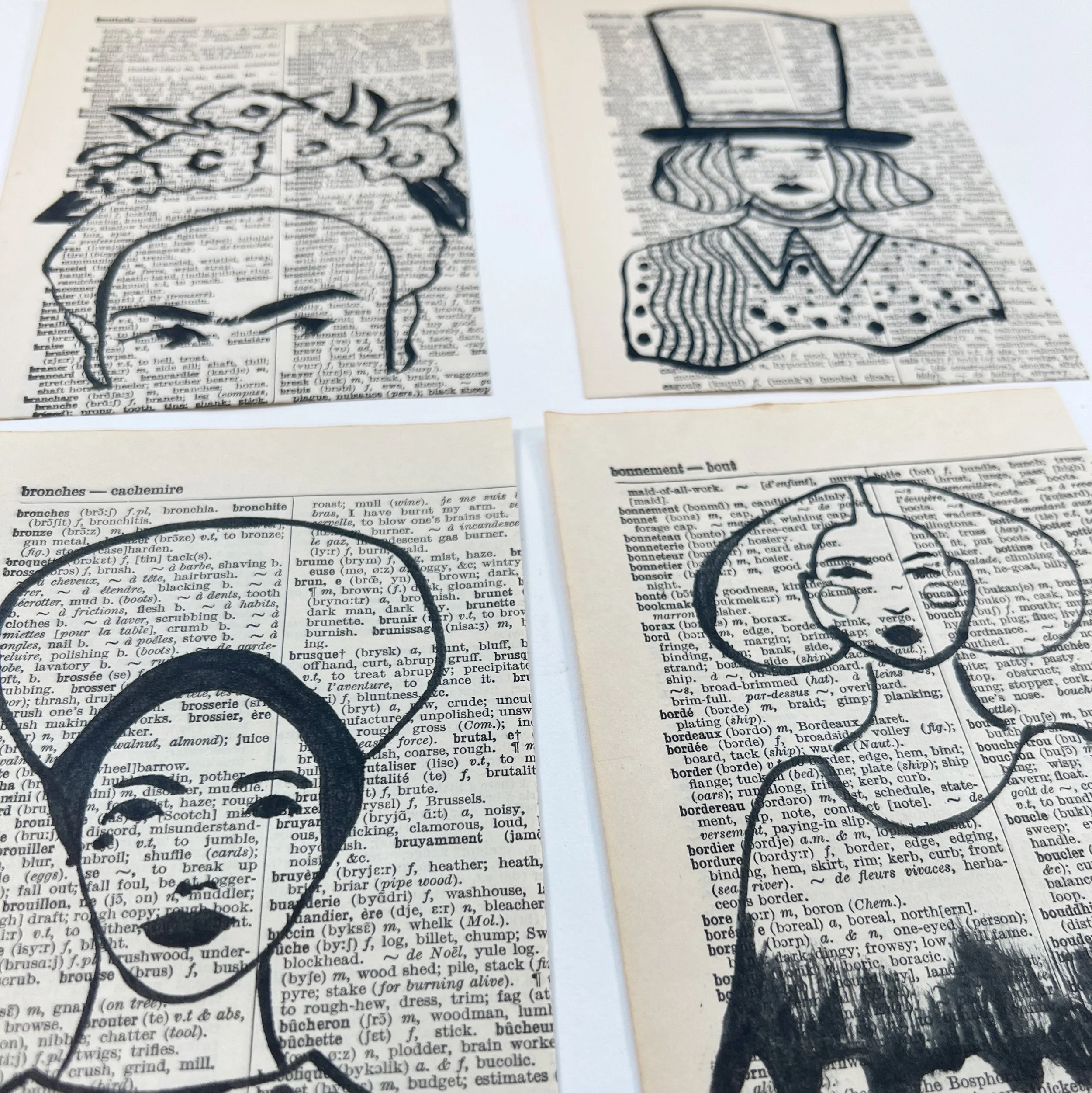 mini collage dolls stencil set of 7 (4X6 inches each) — leaca young art