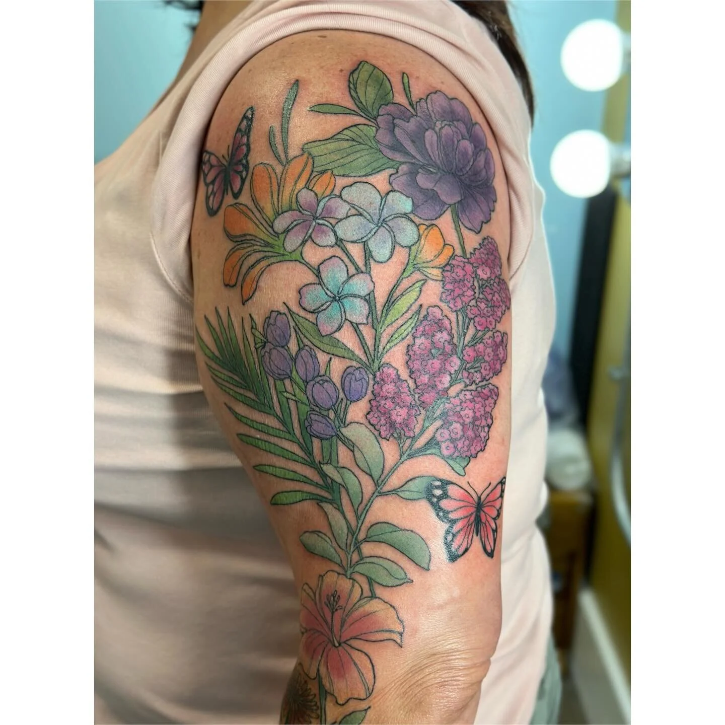 Tropical Flower Tattoos On Arm