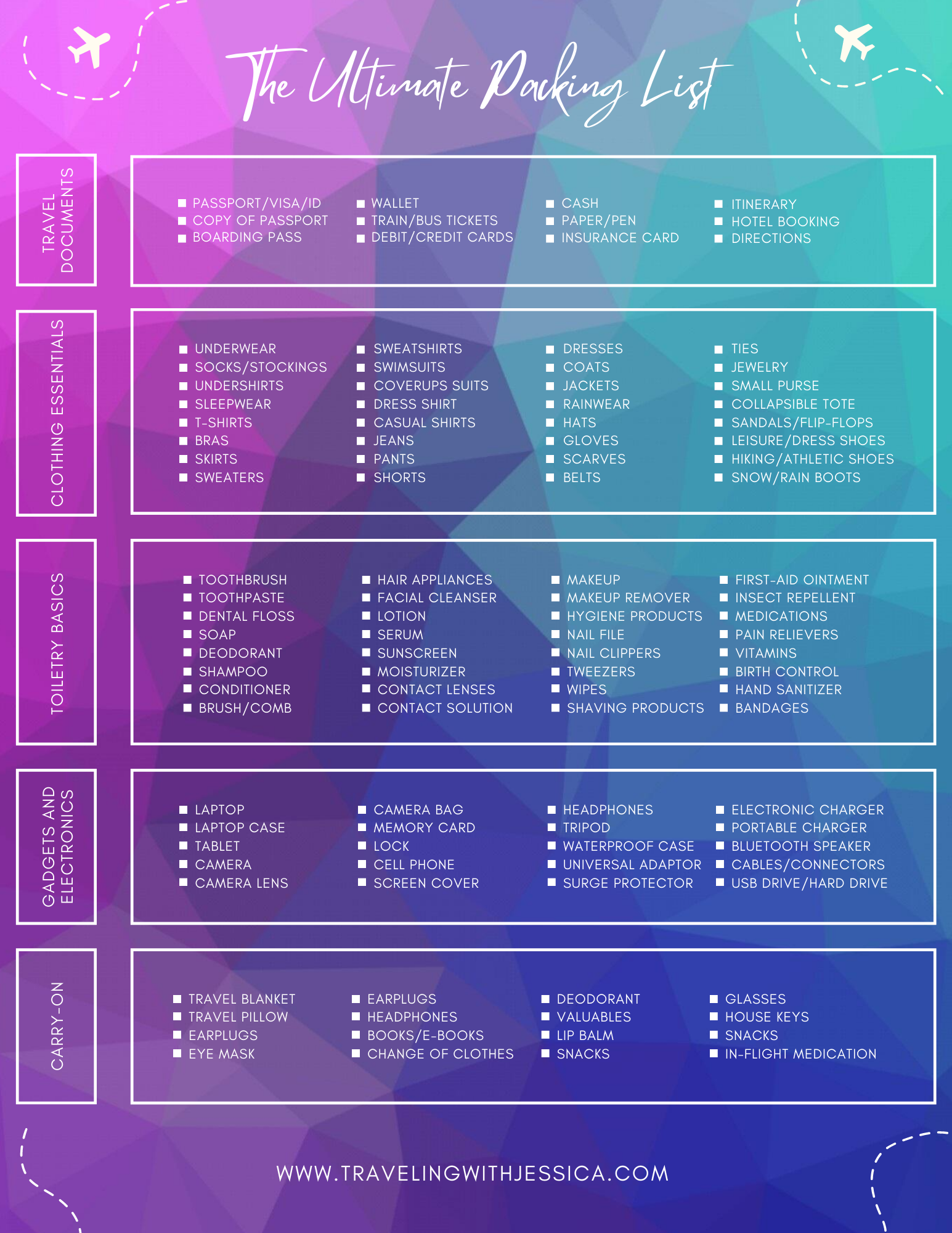 The Ultimate Travel Packing List (Free!) — Traveling with Jessica