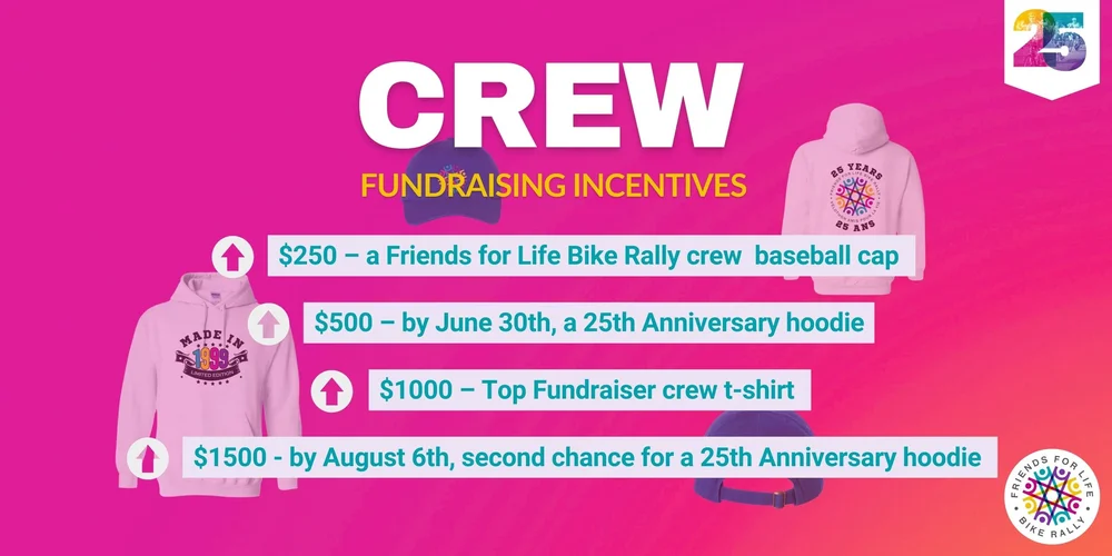 Crew Fundraising Incentives — Friends For Life Bike Rally