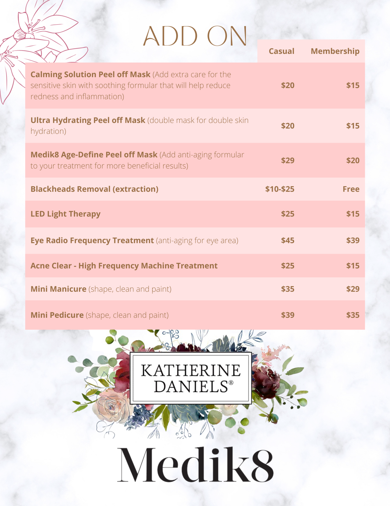 Facial menu — JM's Beauty