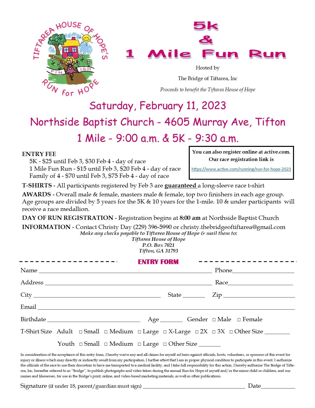 5k Race Registration Form