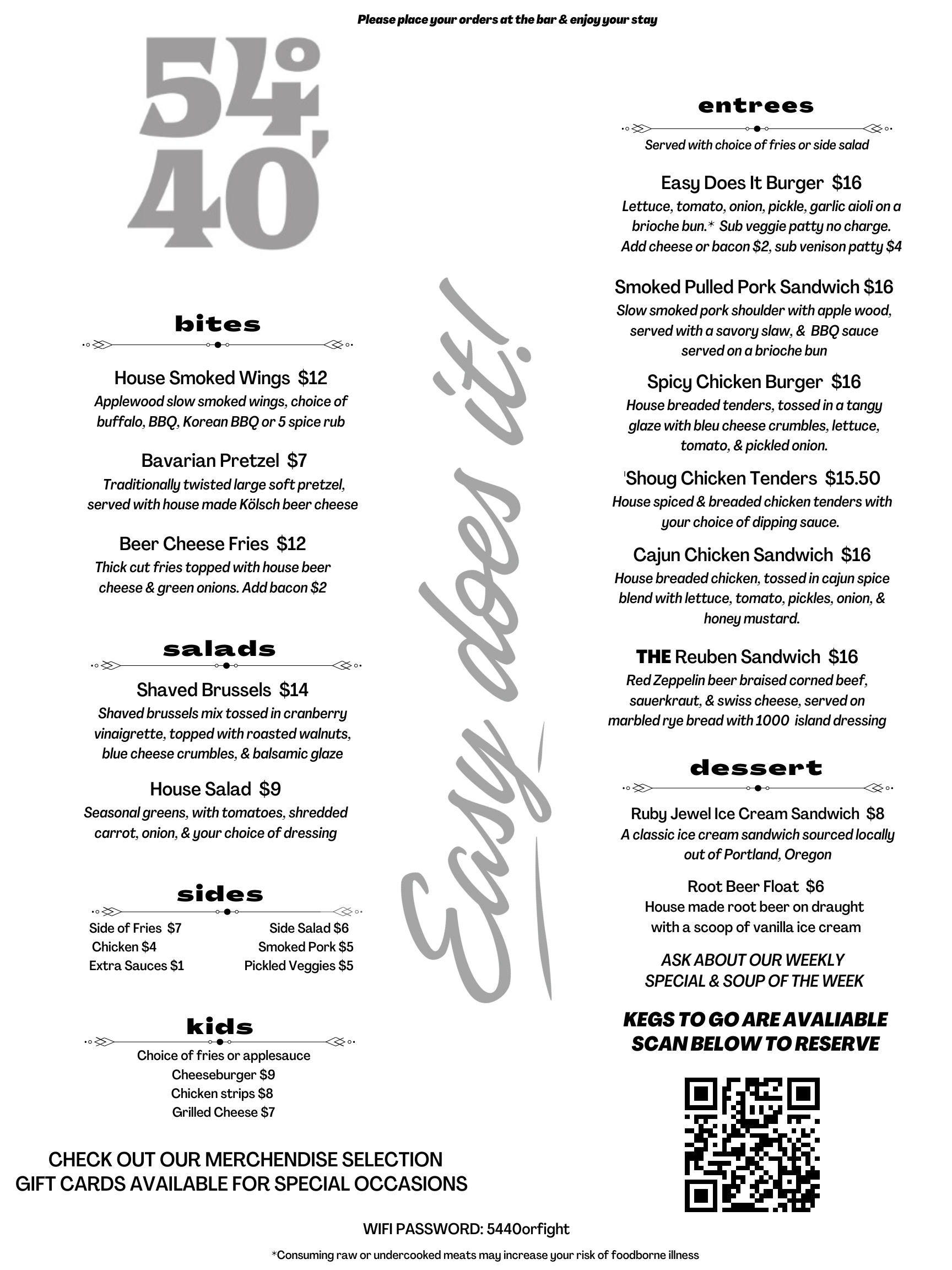 Taproom Menu — 5440 BEER