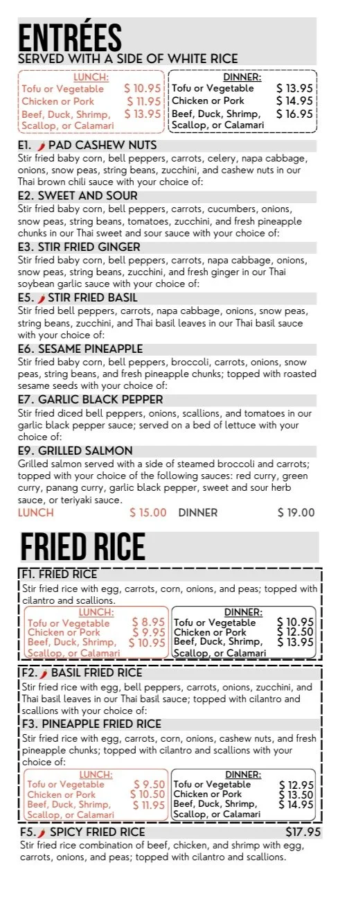 Entrees (Lunch + Dinner) — Fuji San