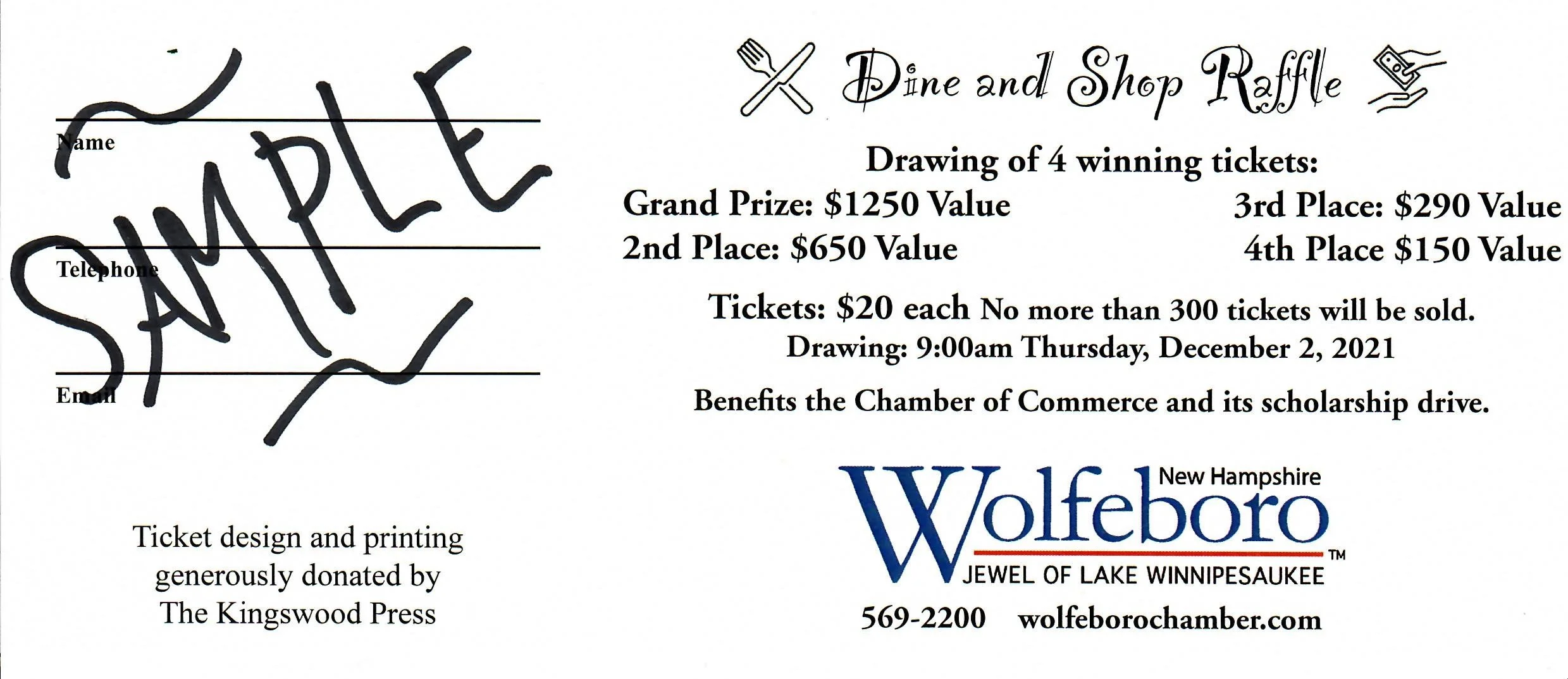 Wolfeboro's Dine and Shop Raffle — Wolfeboro Area Chamber of Commerce