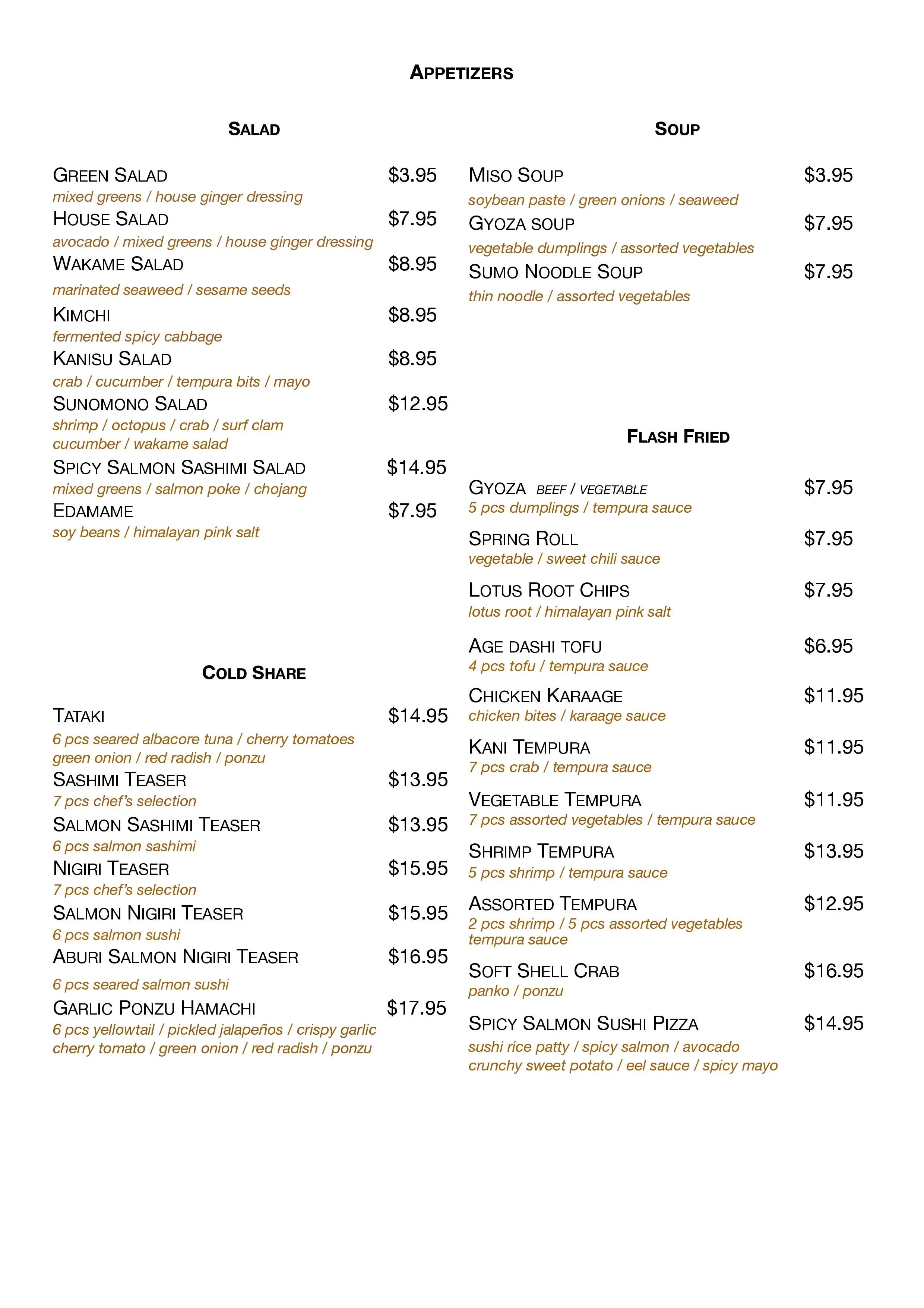 Menu — THE HUNGRY SUMO