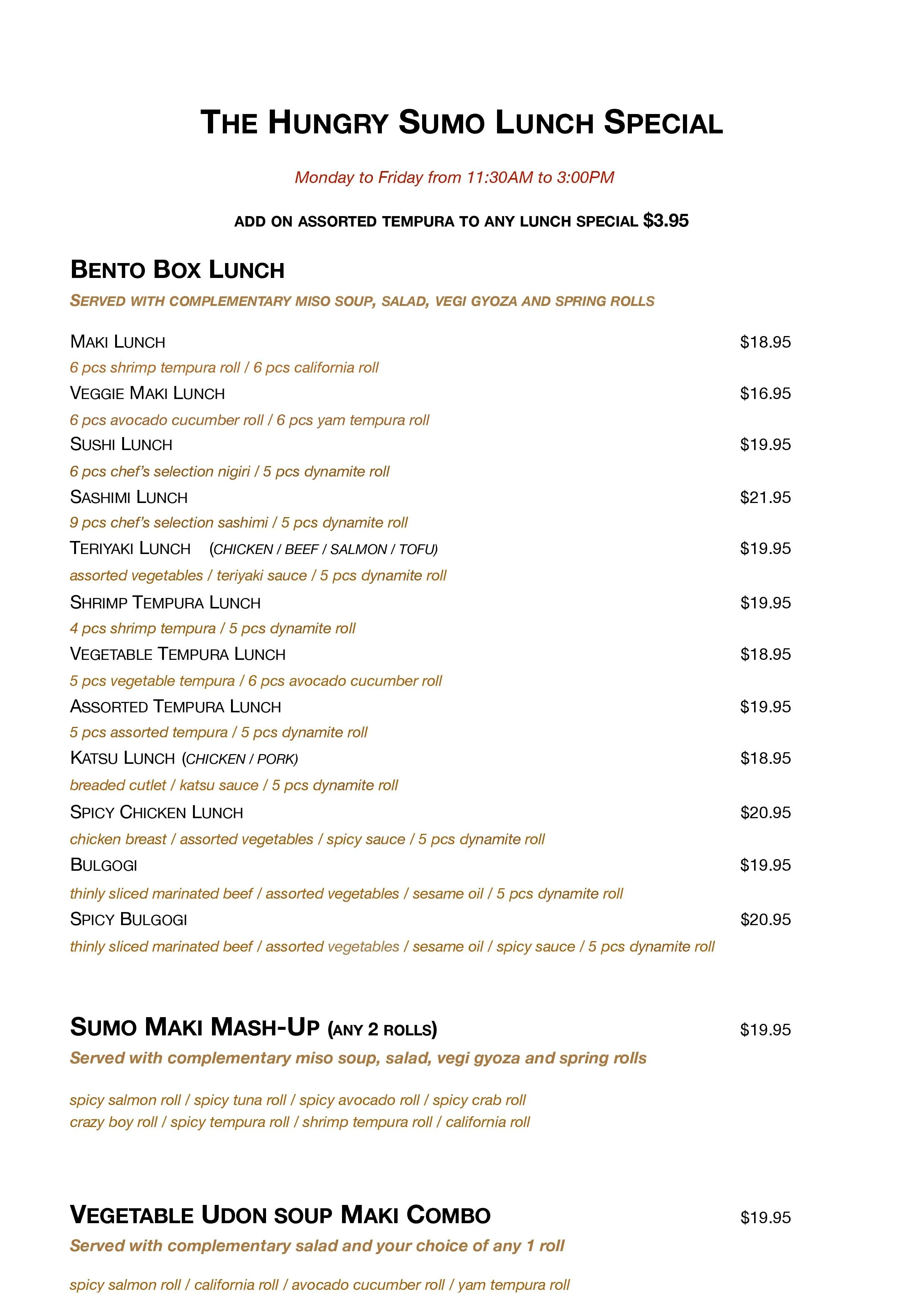 Menu — THE HUNGRY SUMO