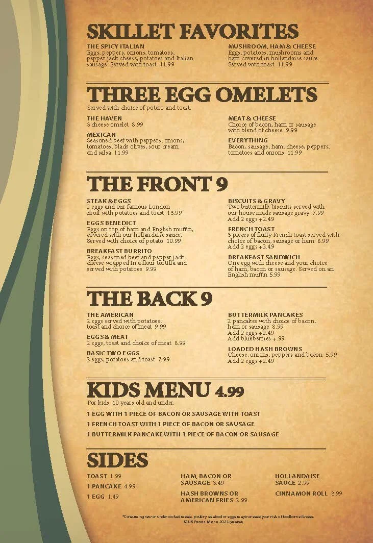 BREAKFAST MENU — Hidden Haven Golf Club - 18 Hole Championship Golf ...