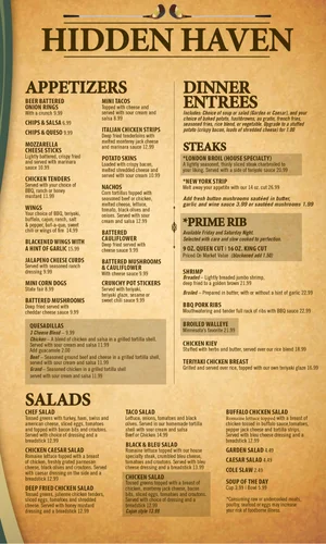 LUNCH/DINNER MENU — Hidden Haven Golf Club - 18 Hole Championship Golf ...
