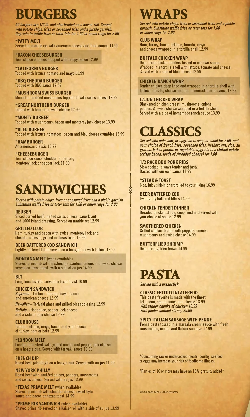 LUNCH/DINNER MENU — Hidden Haven Golf Club - 18 Hole Championship Golf ...
