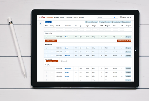 Afflo Organ Transplant Management