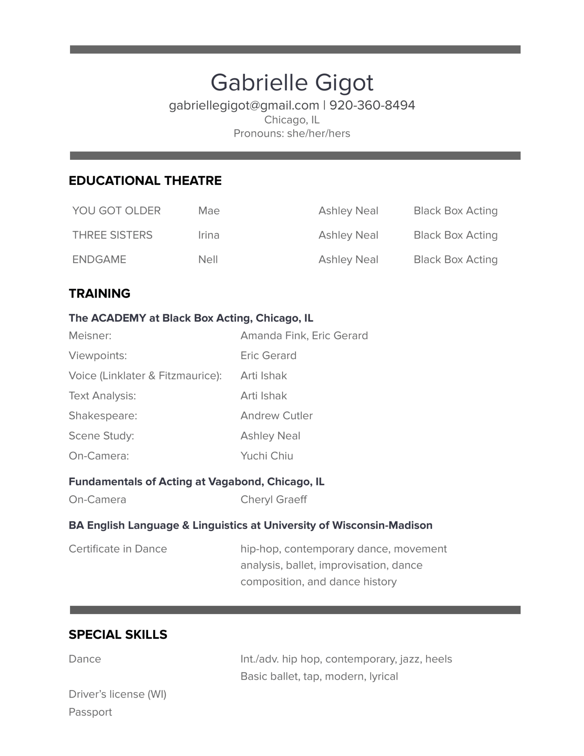 Gabrielle Gigot — The ACADEMY Industry Packet