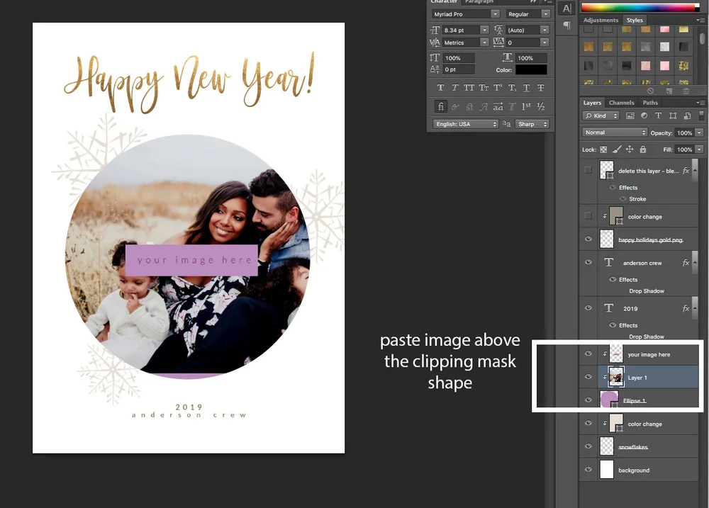 Step-by-step guide on how to insert photos into a clipping mask with a ...