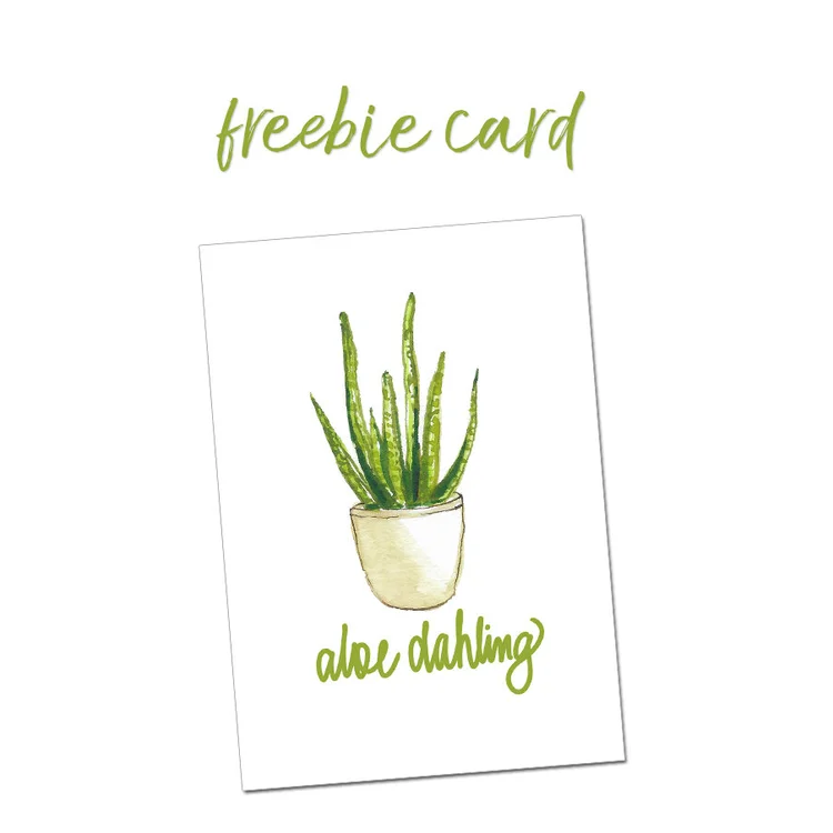 Watercolor Beginner Tutorial + Freebie Puny Aloe Printable Card — Gibb ...