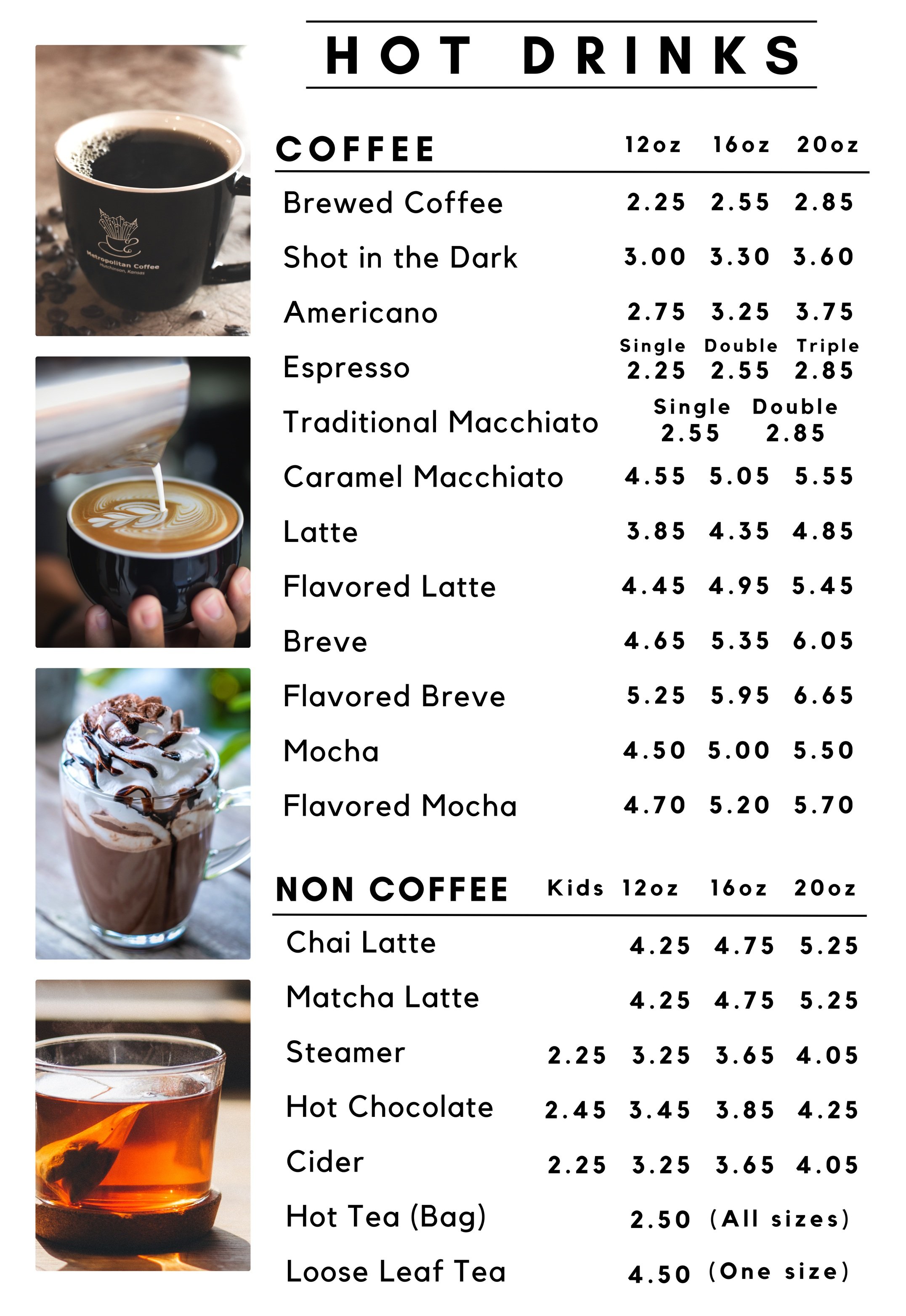 Menu — Metropolitan Coffee
