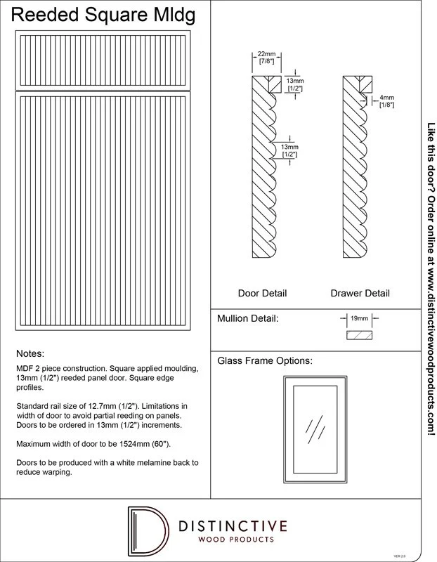 Reeded Square Moulding | Distinctive Wood Products
