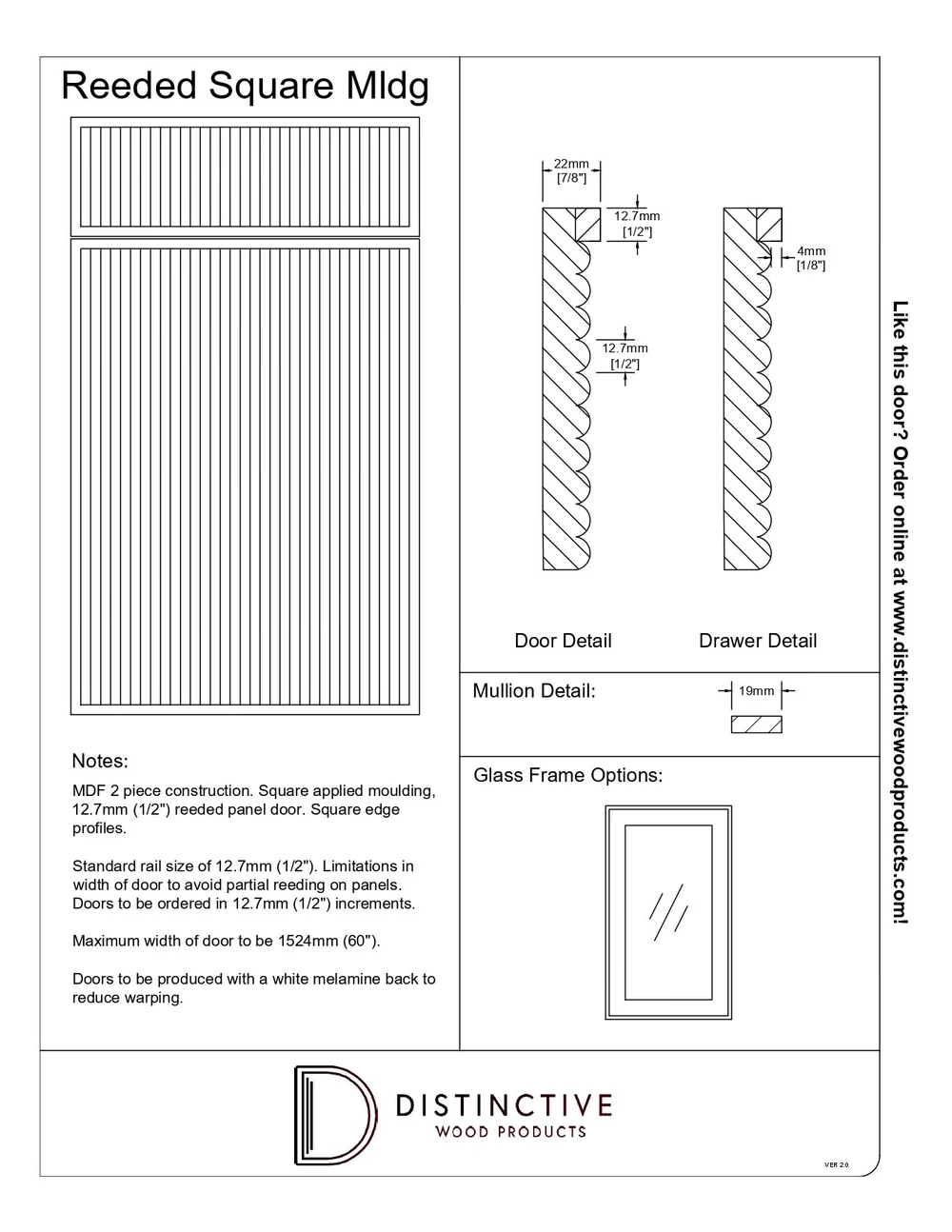 Reeded Square Moulding | Distinctive Wood Products