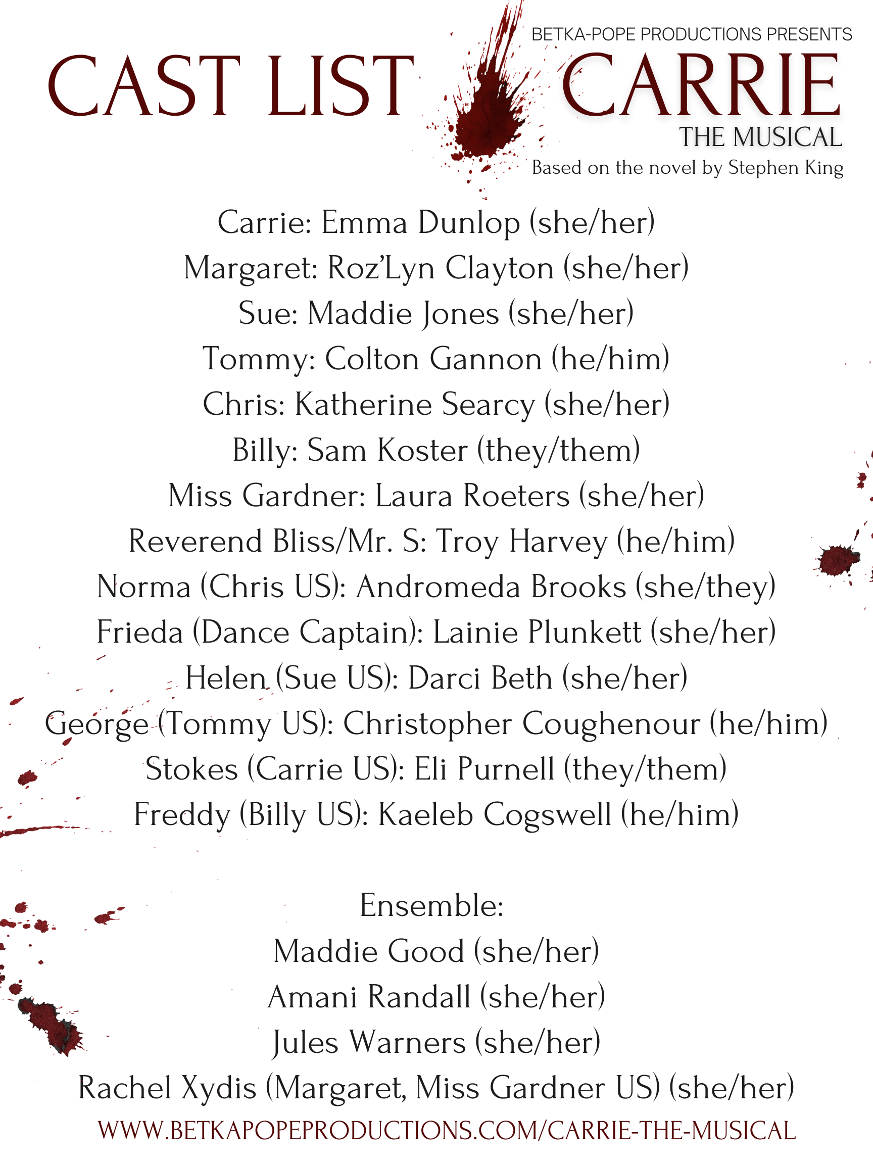 CARRIE: THE MUSICAL — Betka-Pope Productions